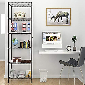 Himimi 6-Tier Wire Shelving Unit, Free Standing Shelf, Metal Storage Shelves, Heavy Duty Organizer Rack for Garage, Kitchen, Living Room, Bathroom, 21.26L x 11.42W x 62.99H, Black