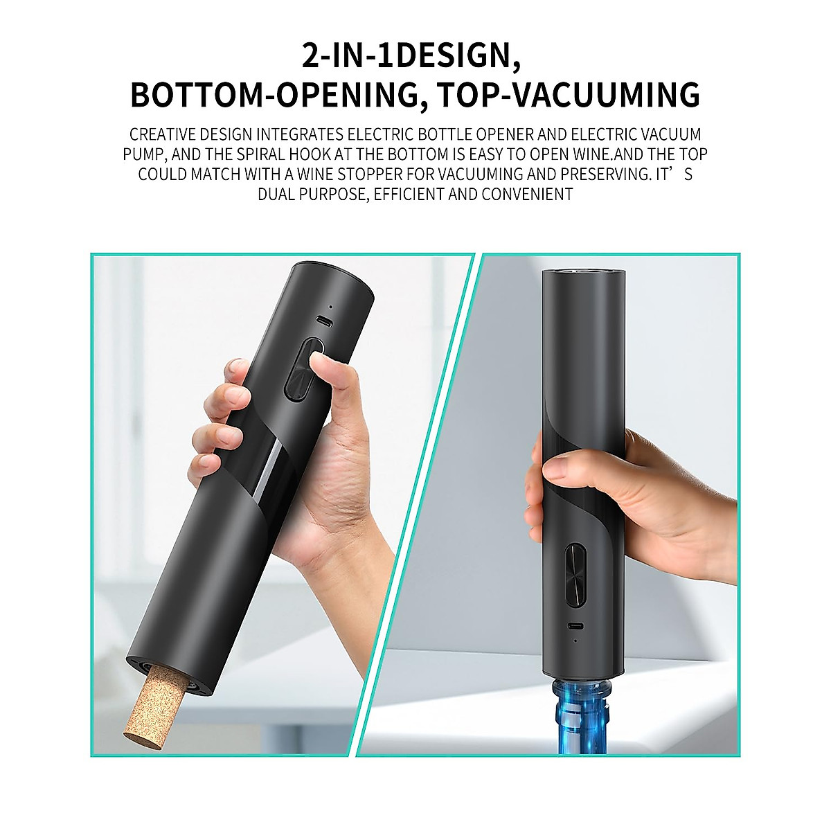 CIRCLE JOY Rechargeable Wine Opener Electric Wine Bottle Opener 7-in-1 Wine Gift Set with Electric Vacuum Pump, Charging Station, Foil Cutter, Wine Aerator Pourer and 2 Wine Stoppers