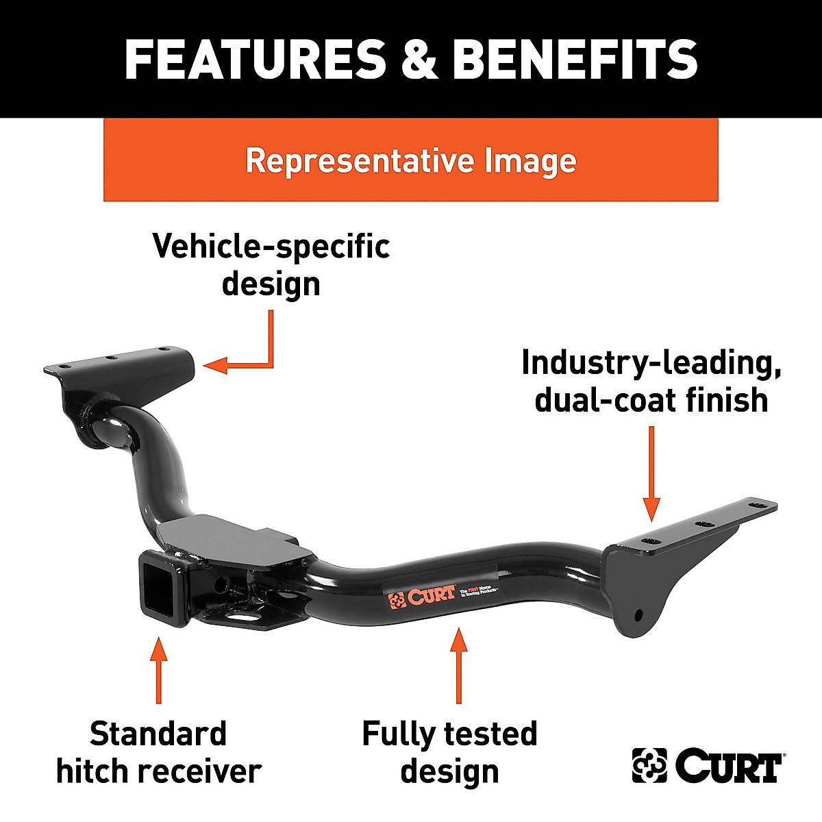 CURT 13409 Class 3 Trailer Hitch, 2-Inch Receiver, Fits Select Subaru Forester, GLOSS BLACK POWDER COAT