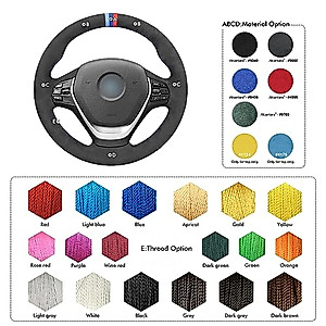 MEWANT Hand Stitch Dark Gray 9002 Alcantara Steering Wheel Cover for BMW 2Series F22 F23 F30 F34 F32 F33 F36 M135i