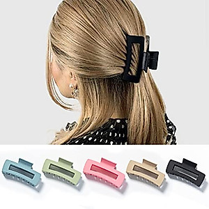 Women's thick rectangle claw clip,5 Color Hair jumbo claw clips,Strong Hold matte hair claw bannana clips,Fashion Hair Styling Accessories for women Girls