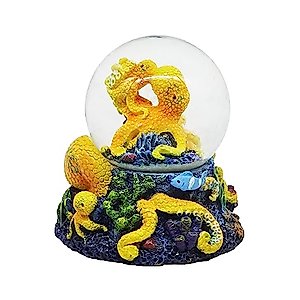 3.75 inch Mother and Child Octopus Snow Globe, Octopus Statue ，Sparkling Water Globe Doll, Collectible Novelty Decorations, Suitable for Home Decoration, for Birthday, Decorations and Gifts