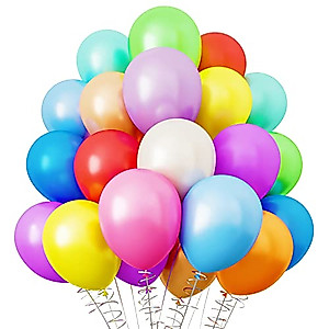 RUBFAC 156 Balloons Assorted Color 12 Inches Rainbow Latex Balloons, 12 Bright Color Party Balloons for Birthday Baby Shower Wedding Party Supplies Arch Garland Decoration