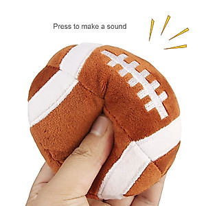 Interactive Dog Balls, Plush Squeaky Dog Toys Balls for Dogs, Football Rugby Puppy Toy Indoor Outdoor Sports Stuffed Dog Toy Ball for Small Medium Dog