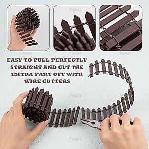 AUEAR, 35 Inch Mini Fairy Garden Fence Wood Ornament Wooden Decorative Picket for DIY Crafts Project (Brown, 4-Pack)