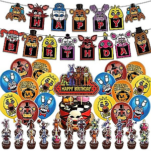 Birthday Party Supplies, Includes Banner, Tablecloth, Cake Topper - 24 Cupcake Toppers - 20 Balloons