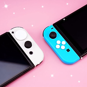 BelugaDesign Pastel Button Caps and D-Pad | Compatible With Nintendo Switch Standard OLED Joy-Con Controller Covers | Directional & A/B/X/Y Buttons - White