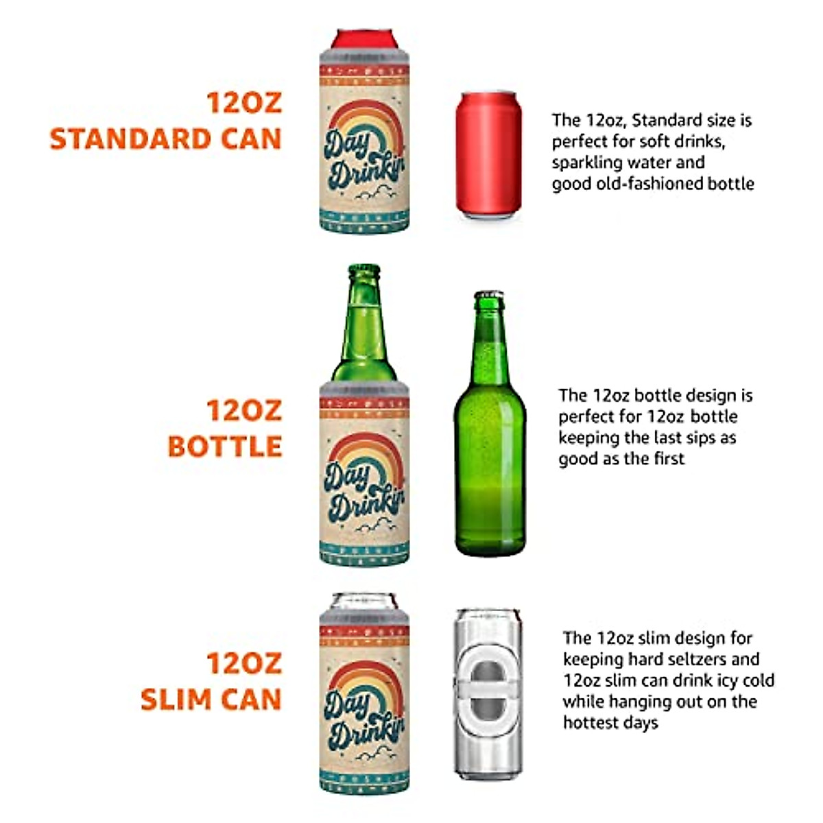 Macorner Can Cooler Drinking Gifts for Women - Stainless Steel Can Cooler for 12 oz & 16 oz Regular or Slim Cans & Bottles - Funny Gifts Idea for Girls Drinking Lovers - Wall Vacuum Insulated Cooler