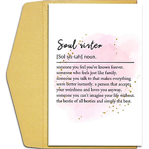 Qiliji Soul Sister Definition Birthday Card, Bestie Birthday Card Gift, Funny Birthday Card for Best Friend, Friendship Birthday Card