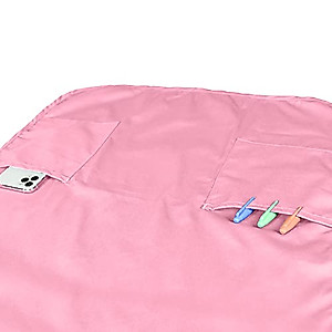 DALIX Apron Commercial Restaurant Home Bib Spun Poly Cotton Kitchen Aprons (2 Pockets) in Pink