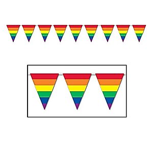 Beistle Rainbow Pennant Banner, 10 by 12-Feet