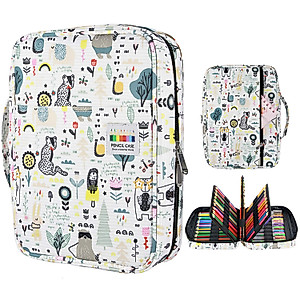 YOUSHARES Colored Pencil Case 220 Slots Pen Case Organizer With Handy Wrap & Zipper, Multilayer Holder for Prismacolor Colored Pencils & Gel Pen (Forest)