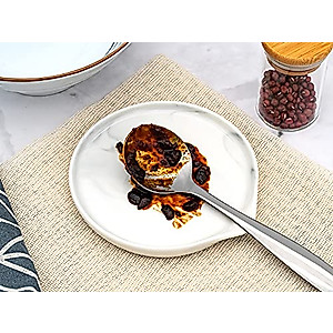 Large Spoon Rest,Ceramic Spoon Rest for Kitchen Counter Dishwasher Safe Marble Decor Spoon Holder for Kitchen,5.5 Inches