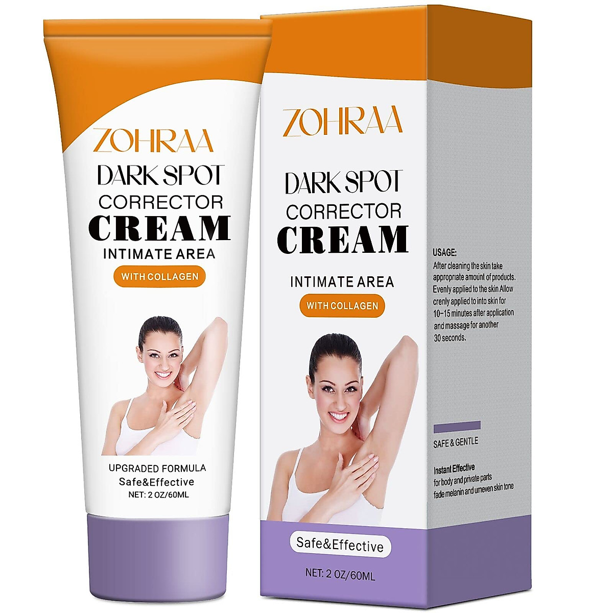 ZOHRAA Dark Spot Corrector Cream, Underarm Cream with Advanced Formula, Instant Results for Moisturizes Neck, Knees, Elbows, Armpit, and Private Parts - 2 fl. Oz