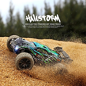 HAIBOXING RC Cars Hailstorm, 36+KM/H High Speed 4WD 1:18 Scale Waterproof Truggy Remote Control Off Road Monster Truck with Two Rechargeable Batteries, All Terrain Toys for Kids and Adult