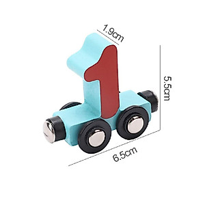 QUOXO Wooden Trackless Numbers Trains Set, Magnetic Train Cars for Children Early Education