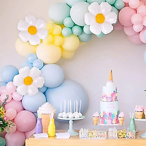 Pastel Balloons Garland Arch Kit-White Groovy Daisy Flower Macaron Pastel Rainbow Balloons for Baby Shower Daisy Theme Wedding Girls Birthday Boho Party Decoration