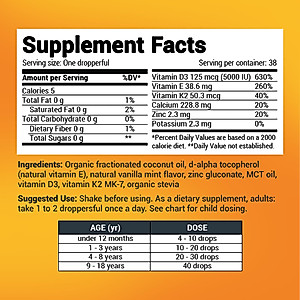 Dr. Berg Liquid Vitamin D3 & K2 Supplement - For Bone, Teeth, Mood & Immune Health - Vitamin D3 & K2 Drops for Adults - 1 fl oz