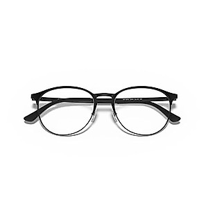 Ray-Ban RX6375 Round Prescription Eyeglass Frames, Black On Matte Black/Demo Lens, 53 mm