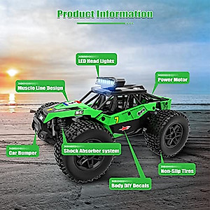 RC Cars,1:20 Scale Remote Control Toy Car,2WD High Speed 30 Km/h All Terrains Electric Toy Off Road RC Car,with LED Headlight and Rechargeable Battery,RC Cars for Boys Kids and Adults Gift