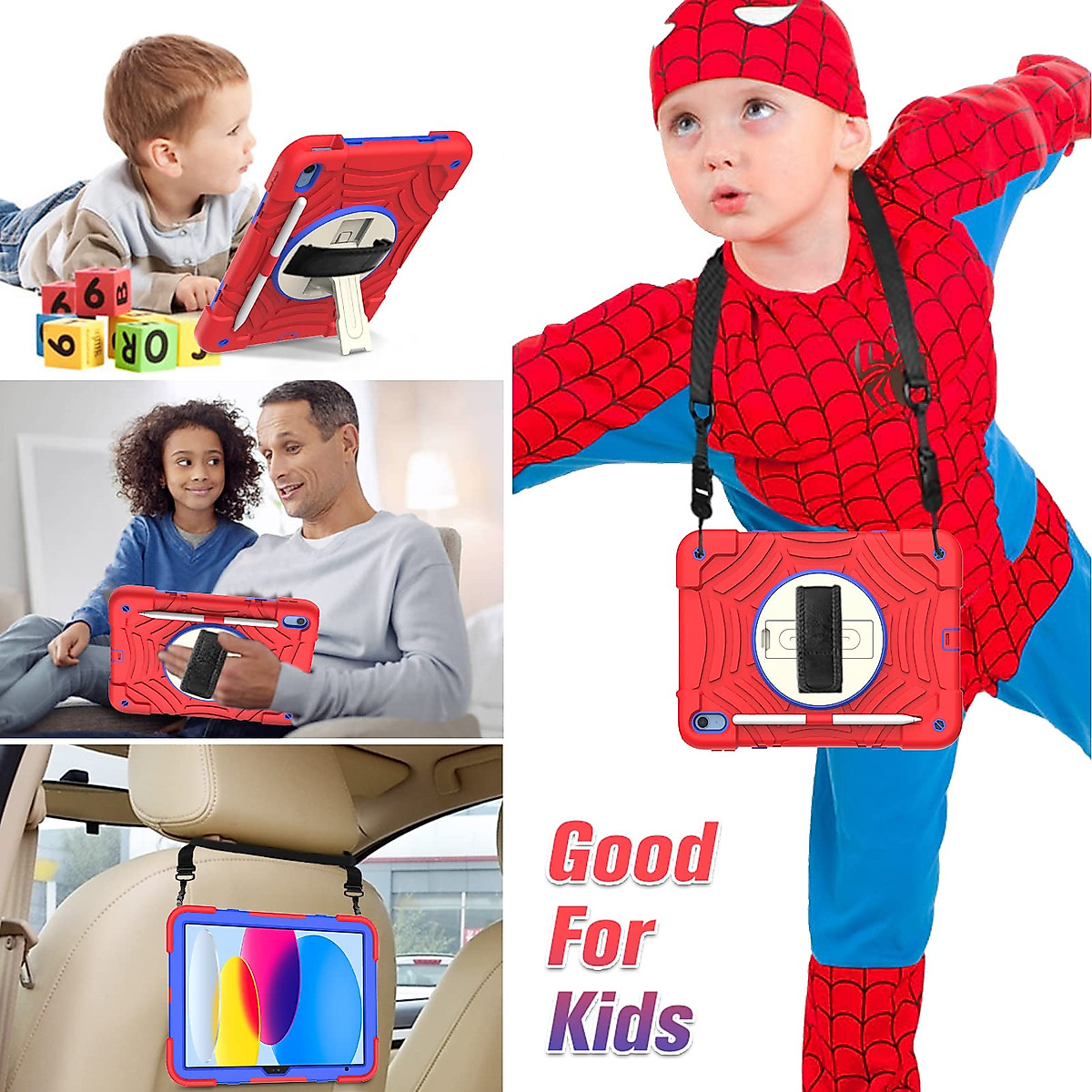 eTopxizu iPad 10th Gen 2022 Case, [360 Rotating Stand] [Pencil Holder][Shoulder Strap] [Screen Protector] for New iPad 10th Gen, iPad 10.9 Inch 2022, Red