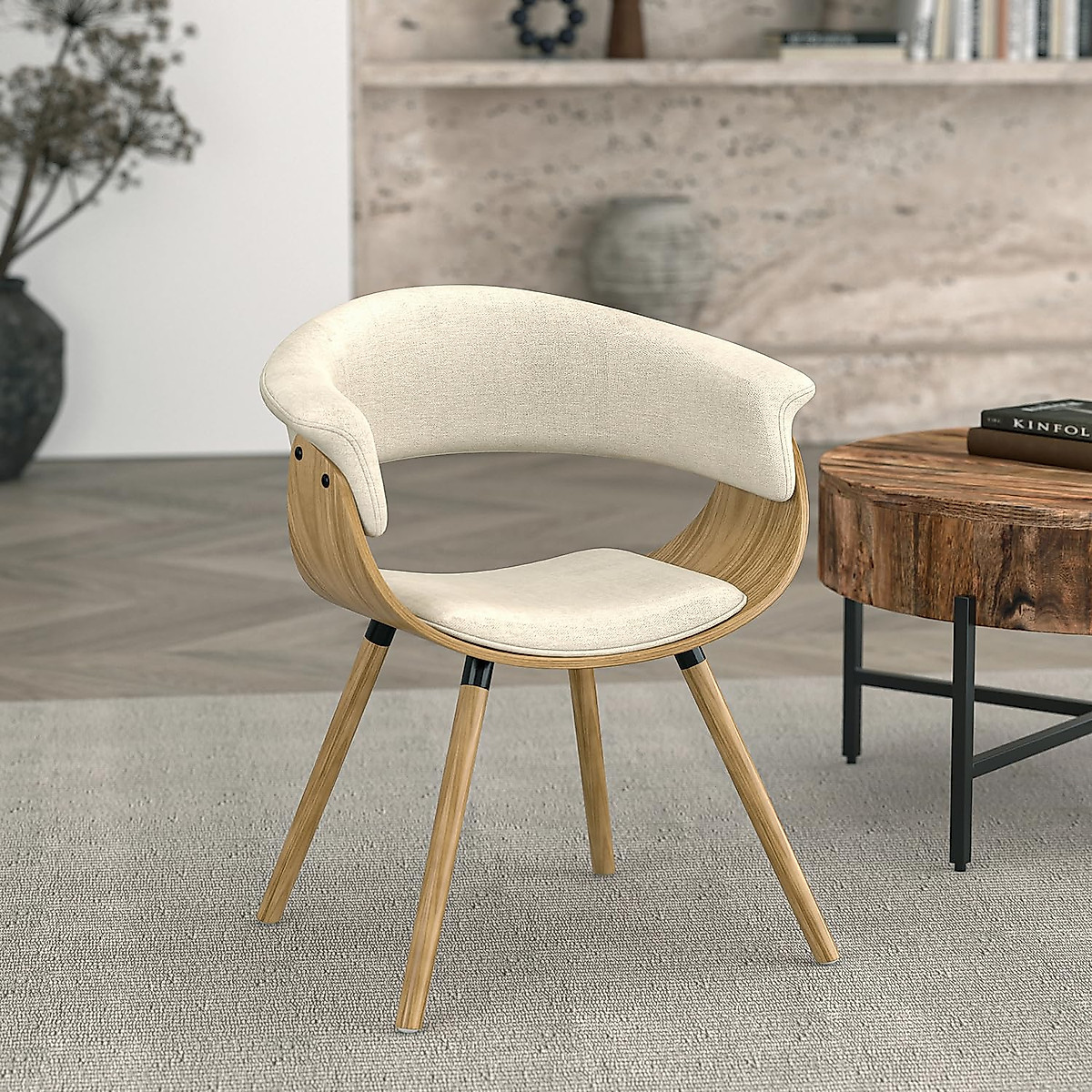 !nspire Mid-Century Fabric and Bentwood Accent/Dining Chair - Beige and Natural