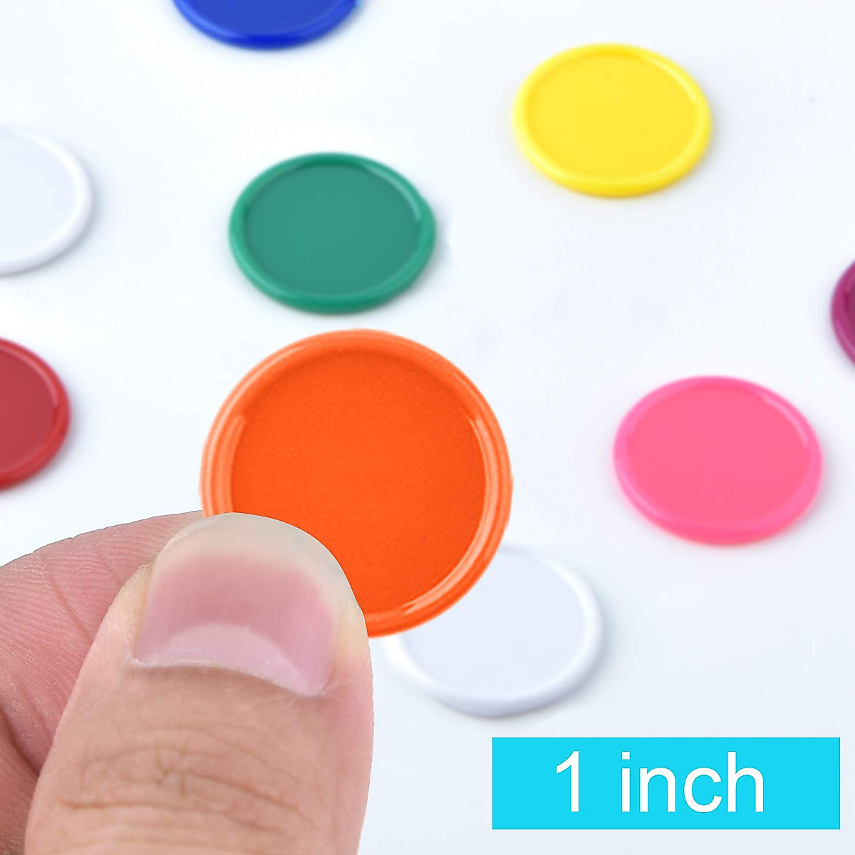 Coopay 300 Pieces 10 Colors Bingo Chips Bulk, 1 Inch Game Tokens Kids Reward, Plastic Learning Counters Disks Counting Discs, Poker Chips Bingo Markers for Math Practice (Style 2)