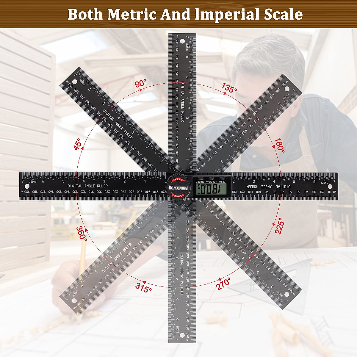 Digital Angle Finder Protractor, Angle Finder Ruler with 7inch/200mm, Angle Measuring Tool for Woodworking/Carpenter/Construction/DIY Measurement(2 Batteries Included) (Enhanced ABS)