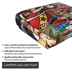 Japanese Anime Cartoon Straw Hat Pirates Throw Blanket Flannel Soft Cozy Warm Lightweight Blanket for Home Bedding Living Room Sofa Couch Bedroom Decor Bed Blanket 40X50