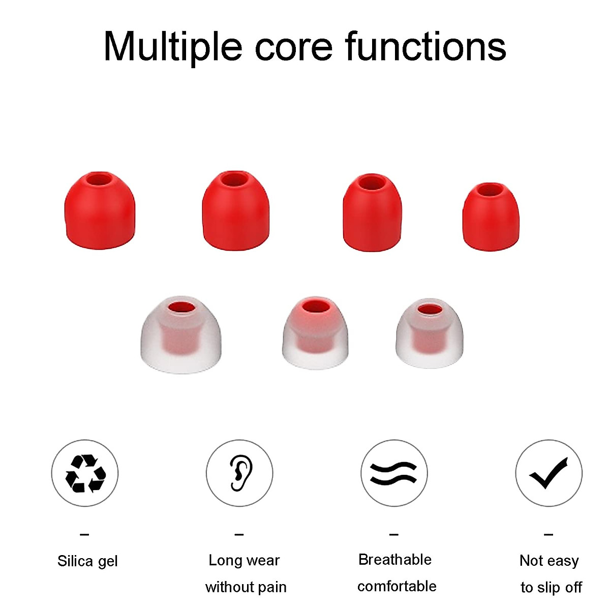 Adhiper 7 Pairs WF-1000XM4 Silicone Replacement eartips Earbuds Accessories Compatible with Sony WF-1000XM3 WF-1000XM4 Headphones Silicone Replacement Ear Plugs in-Ear Headphone Ear Plugs (Red)