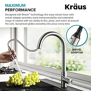 Kraus KPF-3104SFS Oletto Contemporary Pull-Down Single Handle Kitchen Faucet, 16.25 inch, Spot Free Stainless Steel