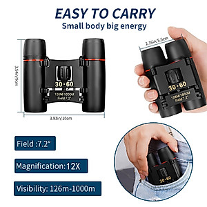 Compact Binoculars for Adults and Kids, HD Mini Portable Outdoor Binoculars Children, Pocket Lightweight Folding for Bird Watching, Hunting, Concert, Theater, Opera, Traveling, Tourism, Shows