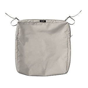 Classic Accessories Ravenna Water-Resistant Patio Chair Seat Cushion, 18 x 18 x 2 Inch, Mushroom, Patio Furniture Cushions