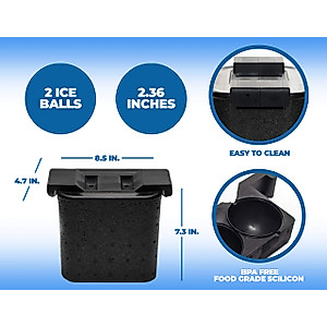 Premium Round Ice Cube Mold - Crystal Clear Whiskey Ice Ball Maker Mold - Craft Big Sphere Ice Cube Tray - Circle Ice Cubes Trays for Bourbon - Large Spherical Ice Molds for Whisky, Cocktails