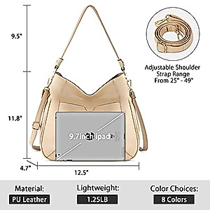 Hobo Handbags for Women Leather Purses and Handbags Ladies Tote Shoulder Bag Large Crossbody Bags with Multi-Pockets