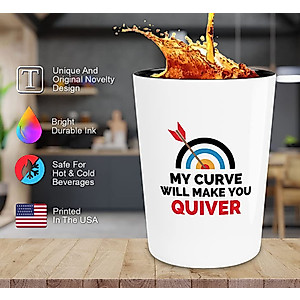 Archery Shot Glass 1.5oz - My curves willmake you - Archery Shot Trainer Crossbow Bow Hunting Arrow