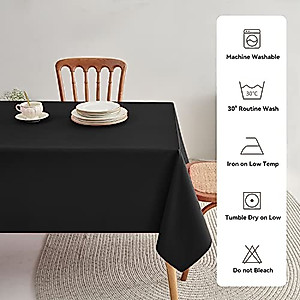 Romanstile Rectangle Tablecloth - Waterproof and Wrinkle Resistant Washable Polyester Table Cloth for Kitchen Dining/Party/Wedding Indoor and Outdoor Use (60 x 84 inch,Black)