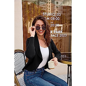 Womens Casual Work Blazer Open Front Cardigan Jacket Business Suit Black XXL