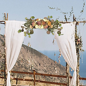 HiiARug Fall Decor Swag, 26 Inch Decorative Swag Burnt Rose Eucalyptus Leaves Fall Decorations for Home Garden Fall Theme Wedding Decor (Orange, 26")