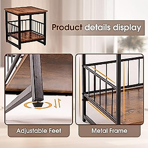 WAYTRIM Storage End Table, Industrial Side Table Mini Fridge Stand Fishtank Coffee Table with Large Metal Frame for Living Room Rustic Brown