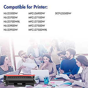 TN760 Toner for Brother Printer Compatible Replacement for Brother TN-760 TN 760 TN-730 TN730 TN 760 for MFC-L2710DW MFC-L2750DW HL-L2395DW L2710DW L2750DW L2370DW Printer Toner TN-730/TN-760 2 Pack