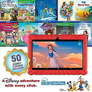 Contixo Kids Tablet V8, 7-inch HD, Ages 3-7, Toddler Tablet with Camera, Includes 50+ Disney Storybooks & Stickers (Value $200) - Android 11, 32GB, (2023 Model), Red