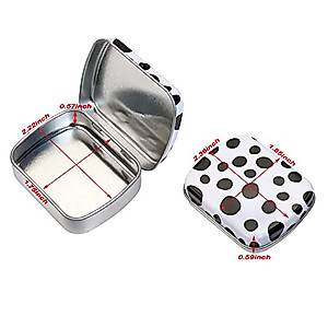 Mini Skater Small Metal Portable Storage Box, Mini Rectangle Empty Hinged Tins with Lid, Home Organizer for Drawing Pin, Pills, Candies, Earring and Jewelry Craft, 4Pcs(Black & White)