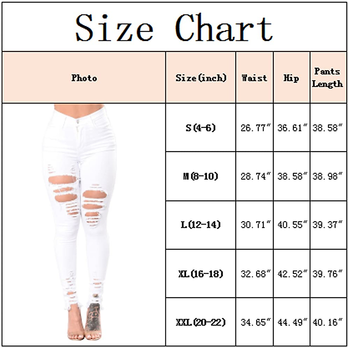 ZERMOM Women's Ripped Skinny Jeans Stretch Mid Rise Distressed Destroyed Denim Pants White
