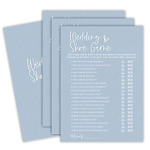EXW Elegant Blue Bridal Shower Game Cards - Wedding Shoe Game - Engagement Party Cards, Newlyweds Party Decorations, 30 Pcs Per Set, Bridal Shower Game Supplies - A04