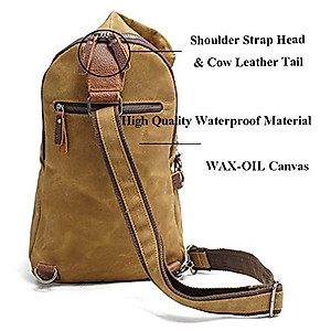 Waxed Sling Bag Crossbody Canvas Bag Waterproof Travel Chest Bags Single Shoulder Bag (Dark Grey)