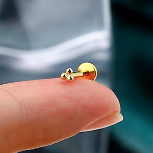 COCHARM 14K Gold Threadless 16g Push in Tragus Stud Flat Back Stud Piercing Jewelry Helix Earrings