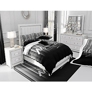 Kids Let's Get Naked Pattern Bedding Set Queen Size White Strip Lines Bedding Duvet Cover Set For Boys Teens Decor Geomestric Comforter Cover Set Black White Bedspread Cover Bedroom Quilt Cover 3Pcs