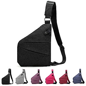 Personal Pocket Bag for Travel Crossbody Multi-Pocket Anti-Thief Travel Bag Premium Personal Pocket Bag for Men Women (Black,Right Handed)