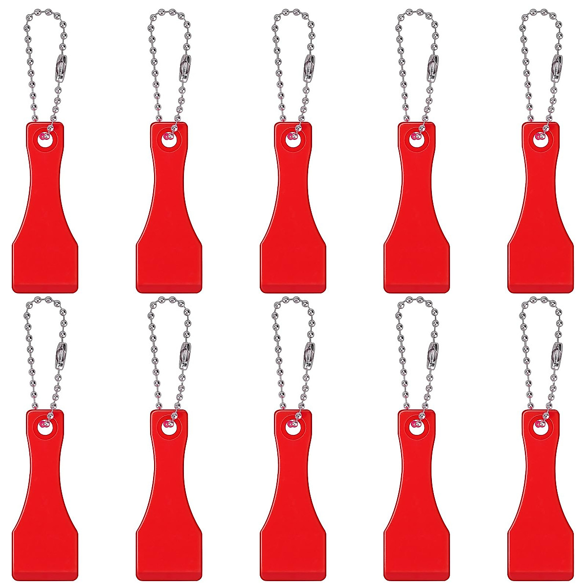 Lottery Scratcher Tool 10 Pcs Plastic Scraper Tool Keychain Scraper for Lottery Ticket Lotto Scratcher Keyring Scoop Shape Lotto Scratcher Keyring Scraper for Label Sticker Remover Tool Red